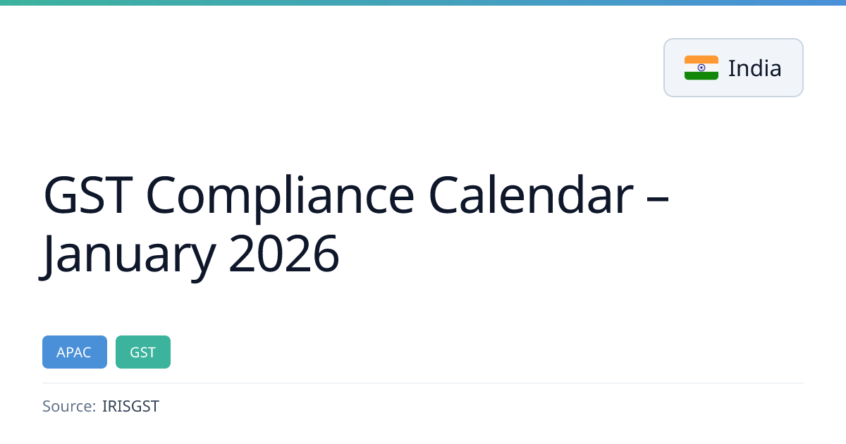 GST Compliance Calendar – January 2026 | VATfaqs.com