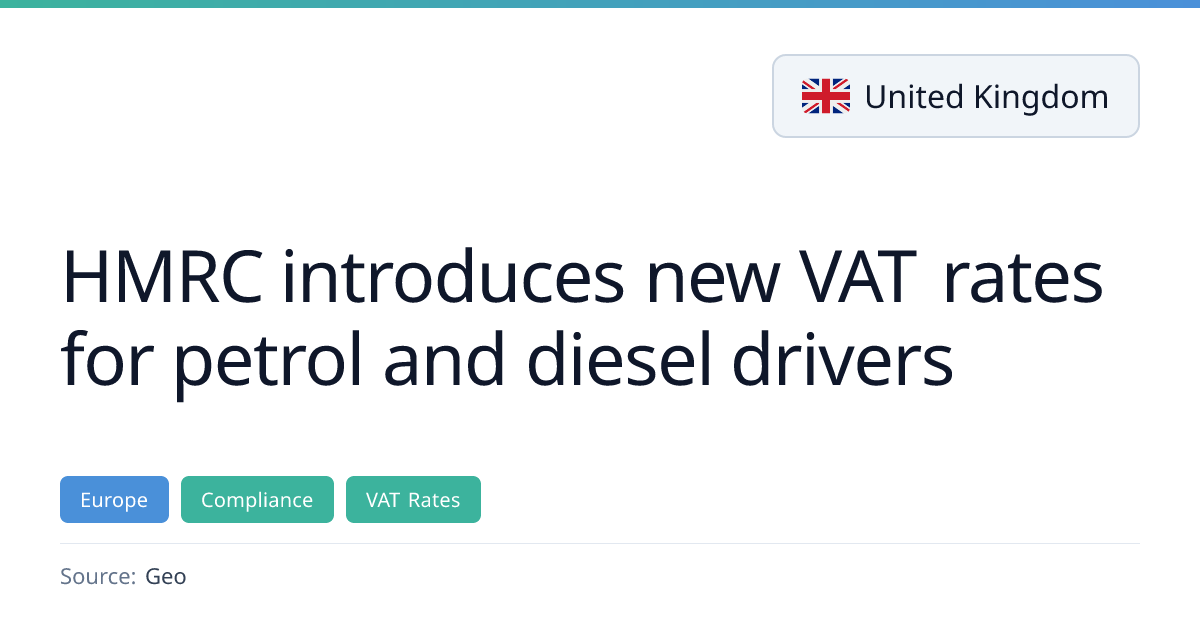 HMRC introduces new VAT rates for petrol and diesel drivers | VATfaqs.com