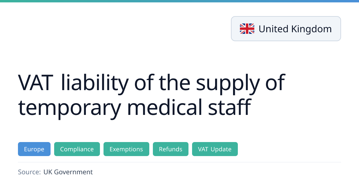 VAT liability of the supply of temporary medical staff | VATfaqs.com